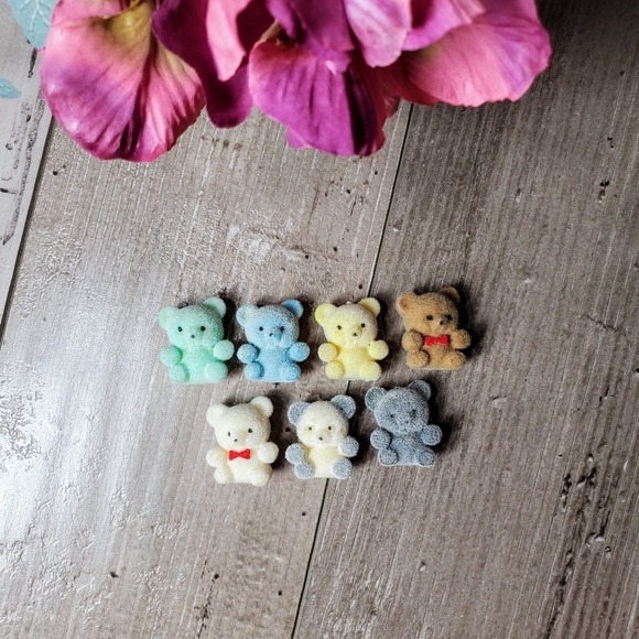 Toys | Miniature Multicolored Flocked Teddy Bear Figurines Set Of 7 ...